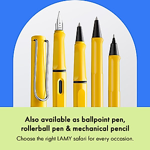 LAMY safari yellow - Fountain Pen with ergonomic grip & polished steel nib in size EF - ideal for any Writing & Calligraphy - including LAMY T 10 blue cartridge - Right-Handed