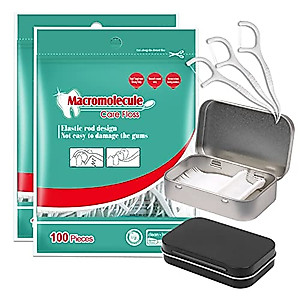 Dental Floss Case Travel Floss, 200 Count Dental Floss Picks with 2 Travel Cases, Fine Dental Flossers, Dental Picks for Teeth Cleaning(Silver, Black)