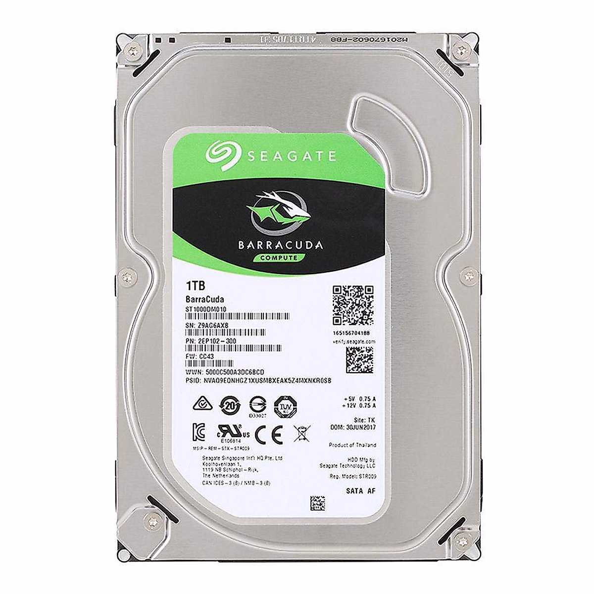 Seagate 1TB SATA 3.5 BarraCuda SingPk (ST1000DM010)