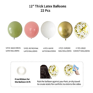 ANSOMO Sage Green and Retro Pink Happy Birthday Party Decorations White Rose Avocado Olive Blush Gold Neutral Rustic Décor Supplies for Adults Women Girls