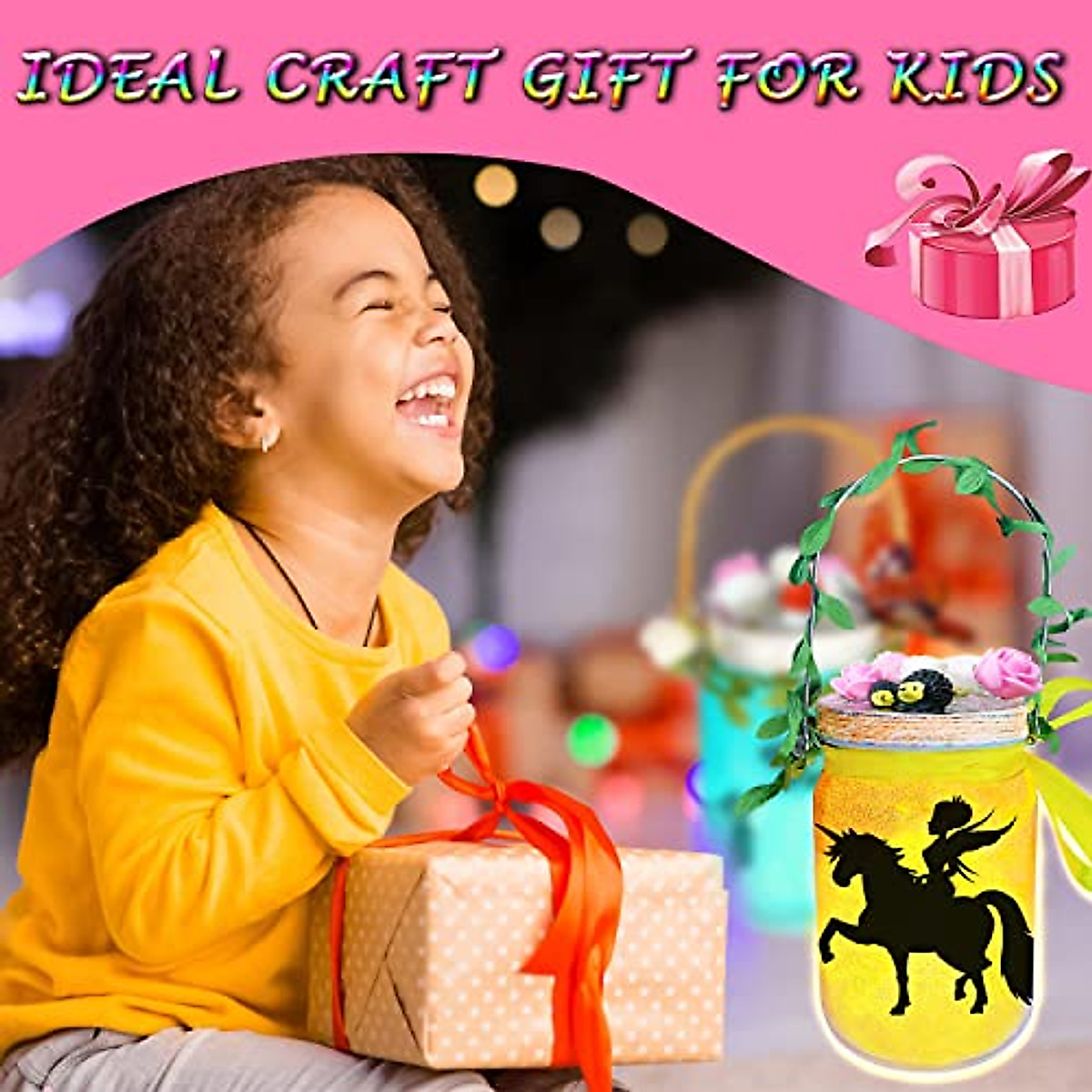 Fairy Lantern Crafts for Girls - DULLA Arts and Crafts for Kids Ages 8-12, DIY Garden Decor Fairy Mason Jar Night Light, Birthday Christmas Party Gifts for Girls Age 8 9 10 11 12