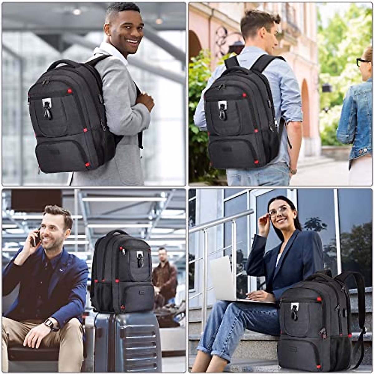 BIKROD Travel Backpack for Men, Extra Large School Backpacks for Teens, Durable Laptop Backpacks with USB Charging Port Fits 17.3 Inch, Outdoor Hiking Water Resistant Anti Theft College Bag Gift