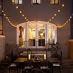 Mlambert Solar String Light Outdoor 30ft, ShatterProof Lights with 4 Modes, 15+1Bulbs, Waterproof LED Global Lights for Garden, Backyard, Porch, Black