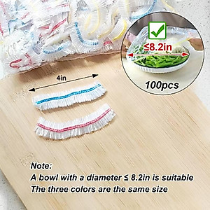 DAOZIJI Plastic Bowl Covers Elastic Reusable Fresh Keeping Bags/100ps, Plastic Food Covers Stretch Reusable, Reusable Bowl Covers for Bread Proofing, Disposable Elastic Bowl Covers for Outside