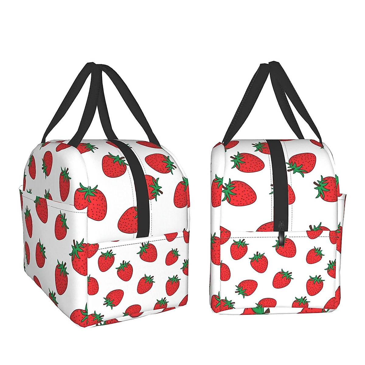 Algranben Reusable Lunch Bag for Women Teen Girls, Simple Cute Insulated Thermal Bags for Work Travel Picnic, Strawberry