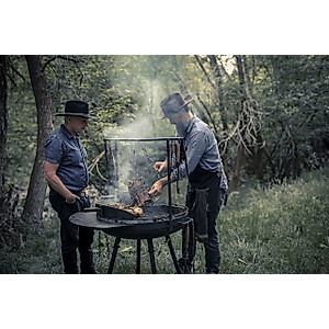 Barebones Cowboy Fire Pit Grill Side Table 30-Inch - Cowboy Grill Accessories for Outdoor Grills - Camping Cookware