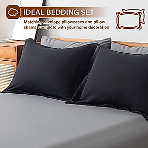Cosybay Bed in a Bag Queen Reversible Comforter Sets 7pcs All Season Down Alternative Bedding Sets Black and Grey with Comforter, Pillow Shams, Flat Sheet, Fitted Sheet and Pillowcase