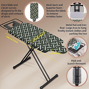 SLIETON Extra Large Ironing Board with Large Hang Rail and Iron Rest in 63" L x 20" W (with Iron Rest)