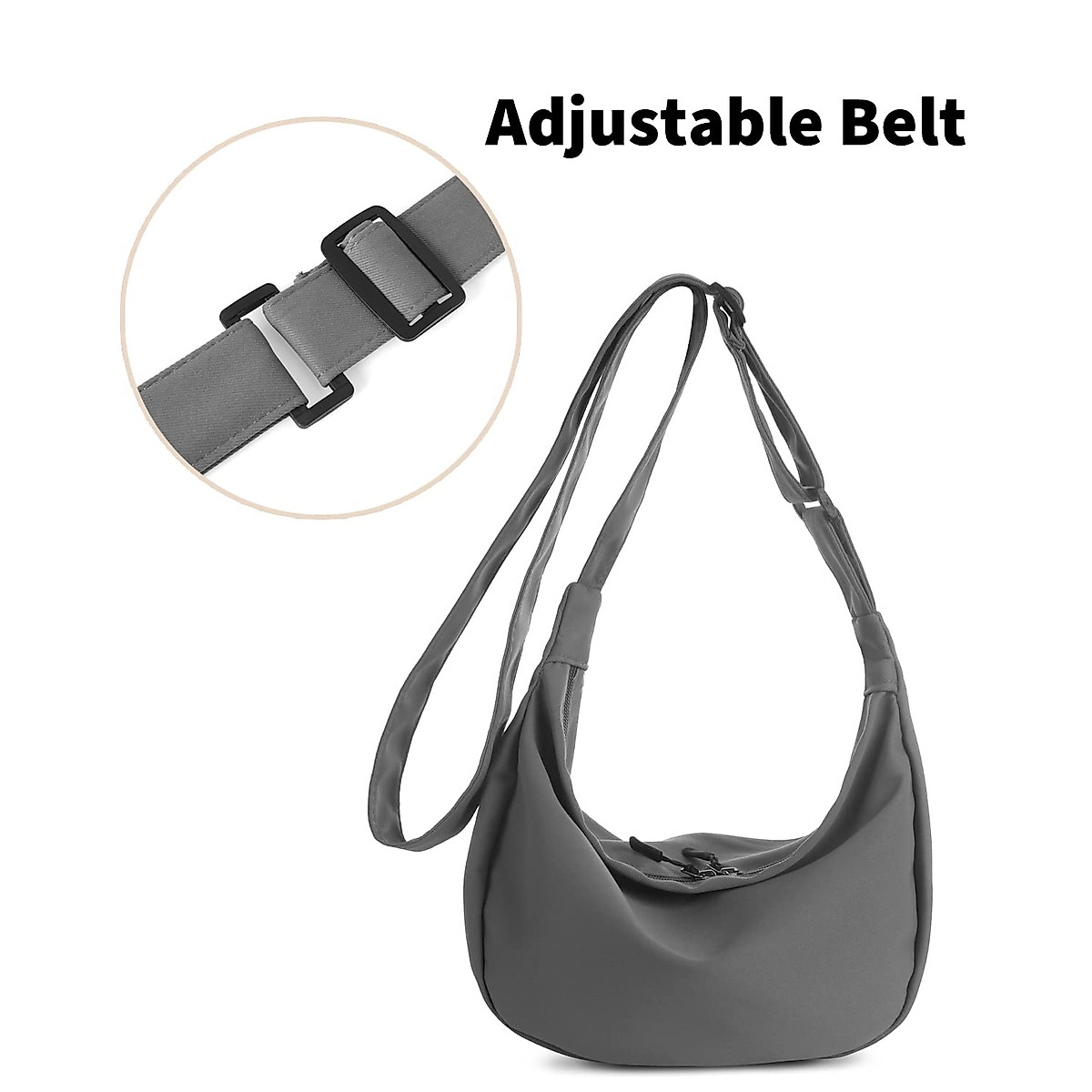 Small Sling Crossbody Bag for Women Men Trendy, Mini Crescent Bag with Adjustable Strap, 2 Zippers Lightweight Nylon Bag