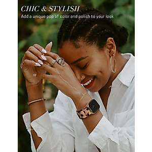 Heesch Compitable with Apple Watch Band 40mm 38mm for Women Blonde Tortoise Stretchy Resin Watch Strap for Apple Watch 7,se,3 Wristband Link Bracelet