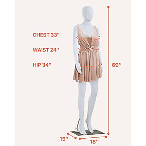 Female Mannequin Torso Manikin Dress Form 69" Realistic Full Body Mannequin Display Head Turns with Metal Base Plastic Adult Woman Adjustable Detachable Poseable Mannequin Model Mannequin Stand, White