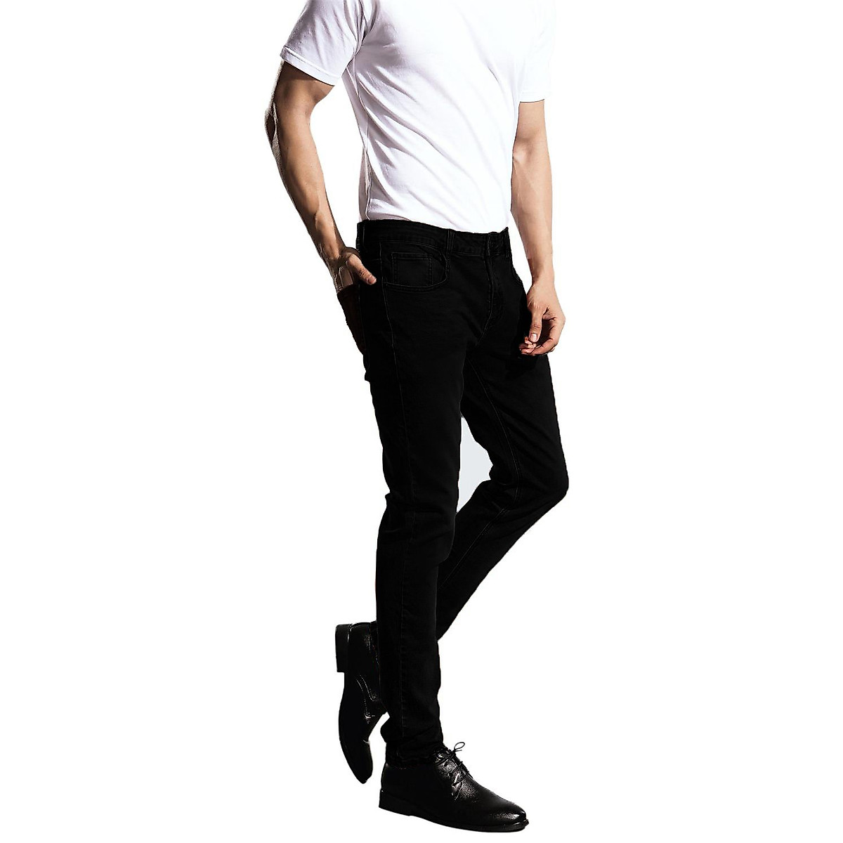 ZLZ Slim Fit Jeans, Men's Younger-Looking Fashionable Colorful Comfy Stretch Skinny Fit Denim Jeans, Black Jeans Pants for Men Size 32