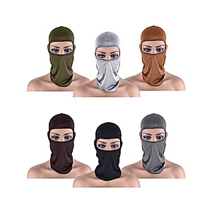 Tatuo 6 Pcs Ski Mask Full Face Cover Balaclava Summer Neck Gaiter Scarf UV Protection for Men Outdoor Cycling Running Hood(Retro Color)