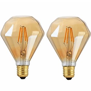 40watt Decorative Light Bulb,Diamond Glass Vintage Nostalgic LED Edison Light Bulb Dimmable,Warm Light 2200k Atmosphere Lights,for Living Room,Bedroom,Lamps,Night Light,Vanity Fancy Light Bulbs 2pack