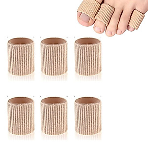 SOMIMOSA Toe Cushion Tubes Set of 6, Soft Gel Protectors for Corns, Blisters, Calluses - Toe Sleeves for Pain Relief-L.