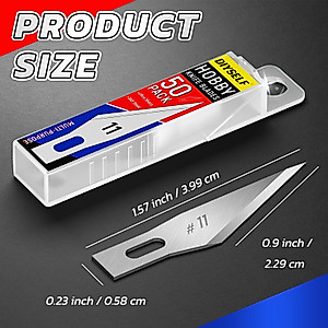 DIYSELF 50 PCS Exacto Knife Blades, High Carbon Steel #11 Blades Refill Art Blades with Storage Case for Craft, Hobby, Scrapbooking, Stencil