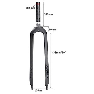 BestParts Toseek MTB Front Fork 1-1/8" Full Carbon Fiber Rigid Disc Brake 3K T800, Threadless Straight Tube Superlight Mountain Bike Forks 28.6mm, 29"