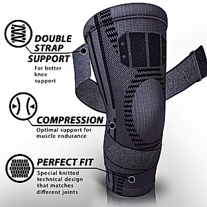 Pure Support Knee Brace with Straps, Compression Sleeve for Running, Arthritis Pain, Sports