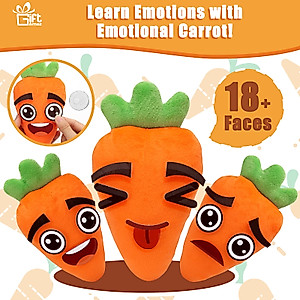 GiftAmaz Social Emotional Learning Toys - Big Feelings Carrot Social Emotional Games for Kids - 26 Facial Expressions, 10 Educational Flashcard - Preschool Learning Activities Birthday for Kid 3-6