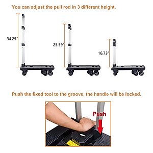 Dolly Cart Portable Hand Truck Lightweight Hand Cart Compact Utility Cart with Heavy Duty Wheels Solid Construction Adjustable Handle for Personal, Moving, Travel and Shopping Use (7 Wheels)