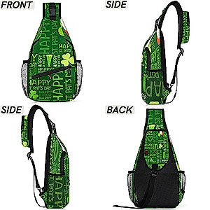St. Patrick's Day Shamrocks Clovers Sling Backpack St. Patrick's Day Crossbody Bag Hiking Backpack Casual Daypack