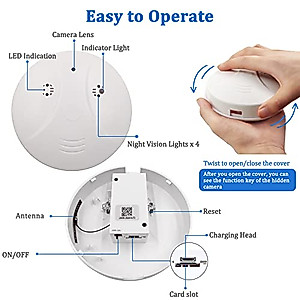 Hidden Camera Smoke Detector, HD 1080P WiFi Spy Hidden Camera with Night Vision and Motion Detection Small Mini Camera for Home Office Security Nanny Cams No Audio