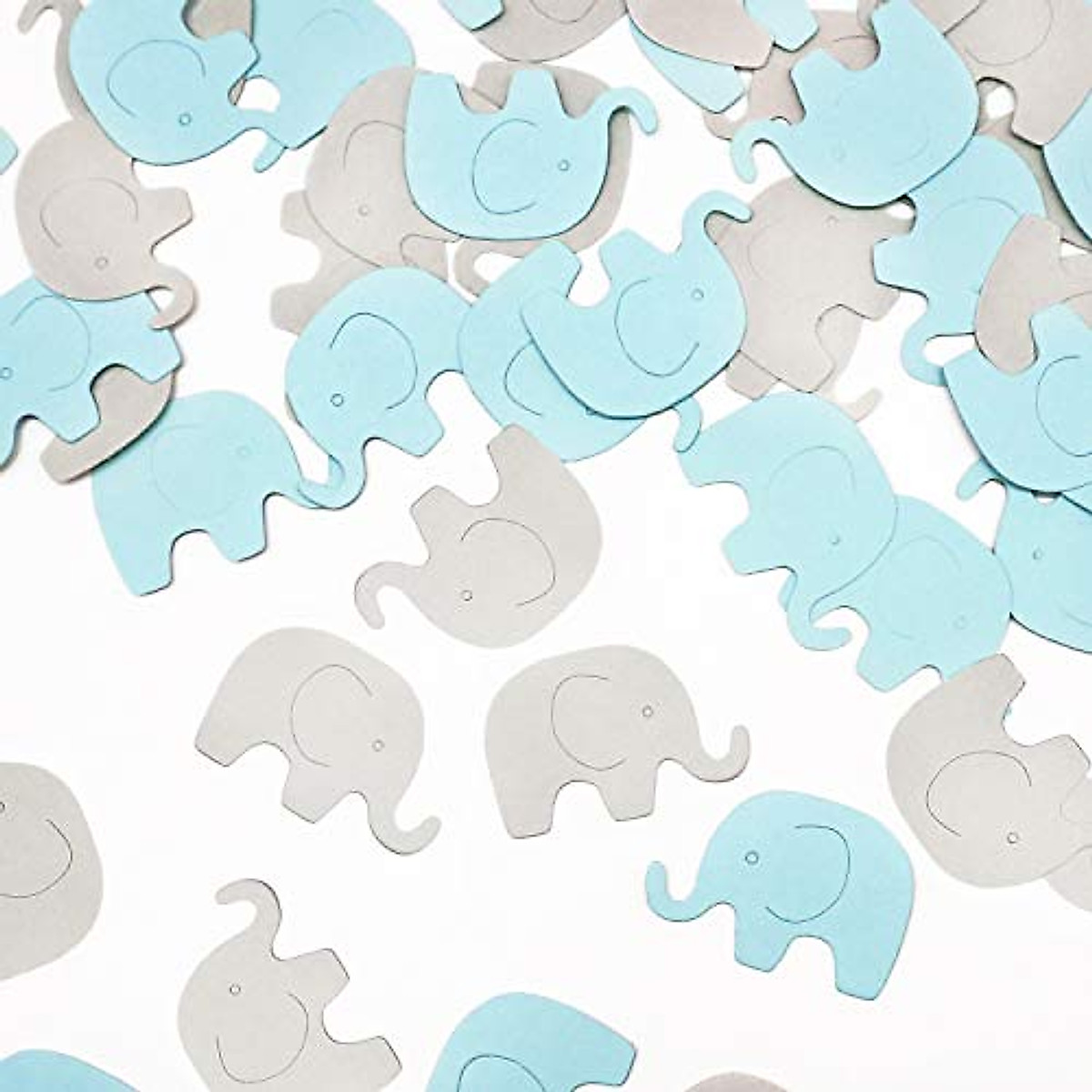 Blue Elephant Confetti Elephant Scatter Baby Shower Decoration for Boy Baby Shower Birthday Party Elephant Theme Party Supplies Gender Reveal Party Decoration (Blue+Gray) 100 Pcs