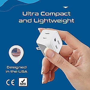 Japan, Philippines Travel Adapter Plug by Ceptics - USA 3 Pin Polarized to 2 Prong Unpolarized - Type A (3 Pack) - Dual Inputs - Ultra Compact - Perfect for Cell Phones, Tablet, Camera Chargers (CT-6)