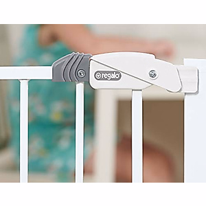 Regalo Easy Step 38.5-Inch Wide Walk Thru Baby Gate, Includes 6-Inch Extension Kit, 4 Pack Pressure Mount Kit, 4 Pack Wall Cups and Mounting Kit