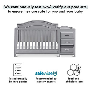 DaVinci Charlie 4-in-1 Convertible Crib and Changer Combo in Grey
