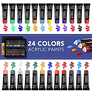 60PCS Acrylic Paint Set with Brushes, Canvases, Palette for Adults, Hobbyists, Beginners
