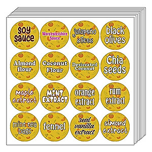 Creanoso Kitchen Ingredients Item Labels Text Stickers (20-Sheet) – Gift Giveaways Stickers for Chefs – Premium Quality Design Food Label Stickers for Kitchen – Unique Rewards Incentives for Men Women