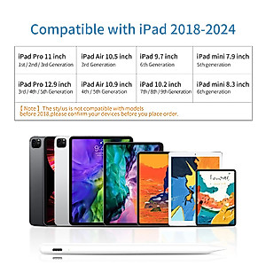 Bluetooth Stylus Pen Fit for Pro 12.9-inch (5th Generation) 2021 Model A2378 A2461 A2379 A2462 with Camera Shutter Remote Control, Tilt Sensitive, Battery Level Display, Palm Rejection Pencil