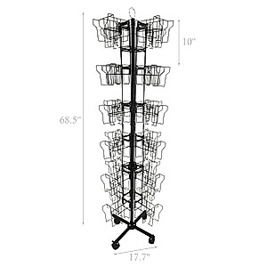 FixtureDisplays® 5x7" Vertical Greeting Card Display Spinning Greeting Holiday Card Rack Floor Stand, Pocket Size: 5.3"Wide X 10"High,72 Pockets 20X20X70" 19345-NPF