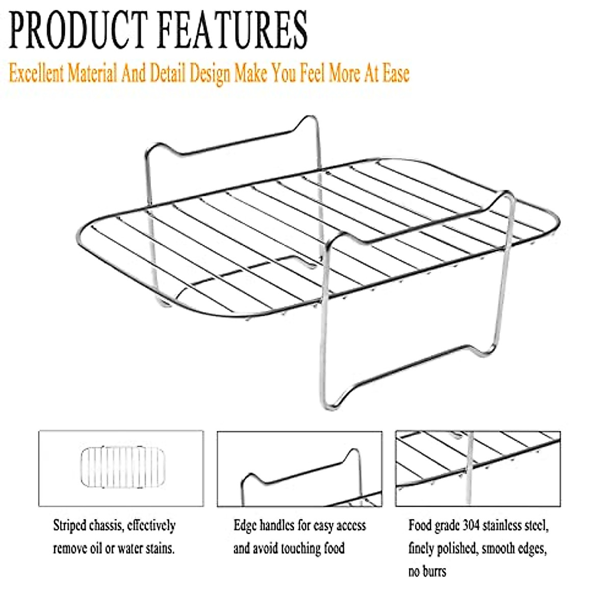 IUKOENTE Air Fryer Rack, 304 Stainless Steel Multilayer Dehydrator Rack For Double Boiler Air Fryers, Air Fryer Accessories Compatible with 4QT to 8QT Air fryer basket.