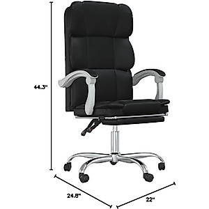 Reclining Office Chair,with Rolling Wheels with Adjustable seat Height Suitable for Office, Home, Study Space, Conference Room or Play Facility Black Faux Leather