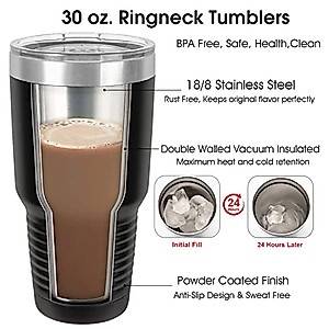 iProductsUS Personalized Tumbler with Slider Lid and Straw, 30oz Customized Cup Engraved Names, Stainless Steel Insulated Coffee Mug, Gifts for Dad, Men, Veteran, Two-Sides Engraving (Black)