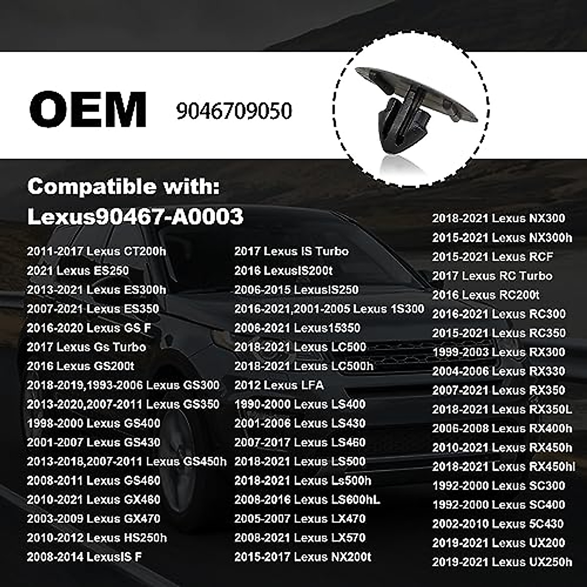 25pcs Hood Insulation Retainer Clip Compatible with Toyota Camry 4Runner Tacoma Tundra Lexus ES GS 9046709050 90467A0003