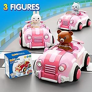 LOVE LIFE Girls Toys Age 3+,Remote Control Cars for Kids,with 3 Cartoon Dolls, RC Car with Music and Lights,Gifts for 3+ Year Olds Boys Girls