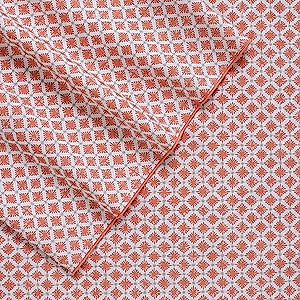 Martex 200 Thread Count Long Staple 100% Organic Cotton 4 Piece King Bed Sheet Set - 1 Fitted Sheet, 1 Flat Sheet, 2 Pillow case - Hotel Quality Fade Resistant - King Size Sheet Set (King, Orange)