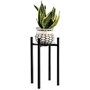 Sunnyglade Plant Stand Metal Potted Plant Holder Sturdy, Galvanized Steel Pot Stand with Stylish Mid-Century Design, Medium for Indoor, Outdoor House, Garden & Patio (15" High)