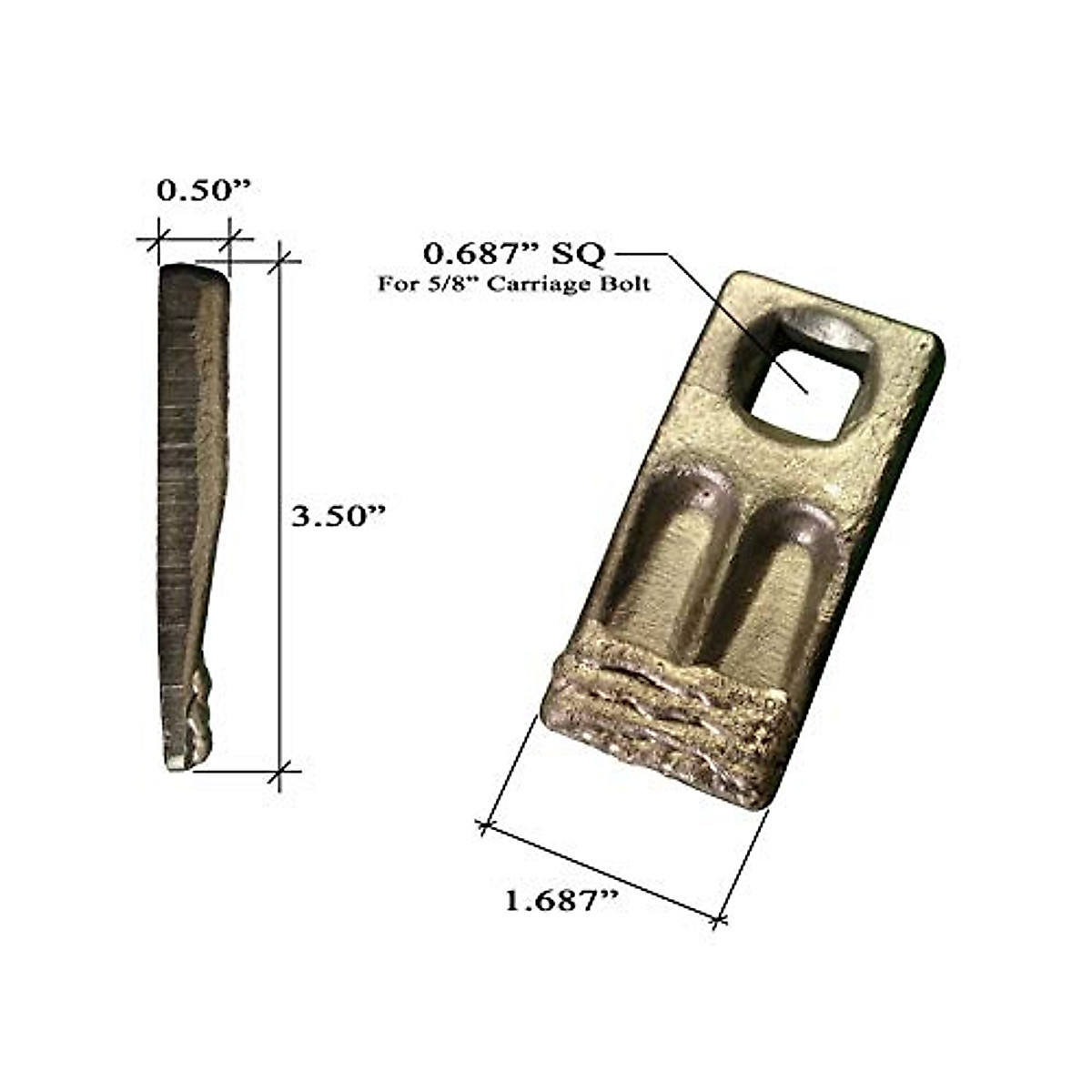 4 - Square Hole Replacement Hardfaced Auger Teeth w/Hardware - BC58F-HF-I