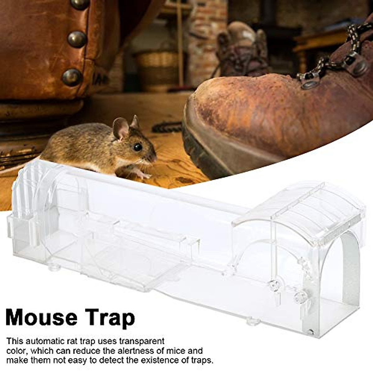 cigemay Rat Trap Cage, Automatic Wear-Resistant Humane Mouse Trap, Transparent Mouse Trap Cage, for Home Restaurant Hotel