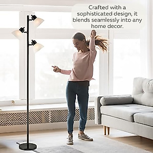 LIGHTACCENTS 3 Light Floor Lamp Tree Floor Lamp Industrial Modern Style Standing Multi Head Floor Lamp Pole Lamp with Adjustable Lights – Standing Lamps for Office – Tall Lamp Torchiere - Black