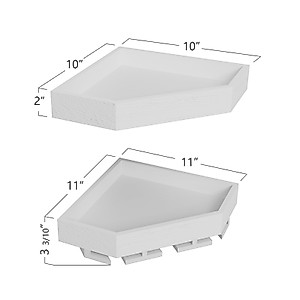 WELLAND White Wood Corner Floating Shelves Wall Mount Corner Wine Rack -2 Pack with 6 Glass Slot Holder