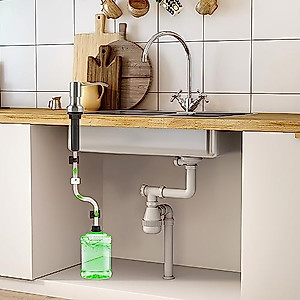 Soap Dispenser for Kitchen Sink, Sink Soap Dispenser with Longer Threaded Shaft Shank, 47" Extension Tube Connects Directly to Dish Soap Container, Wider Pump Head Base （Brushed Nickel）