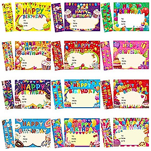 72 Pcs Happy Birthday Certificates for Kids Classroom Happy Birthday Bookmark Happy Birthday Cupcakes Cartoon Animal Bookmark Awards for Students Mini Reward Card, 12 Styles (Dessert)