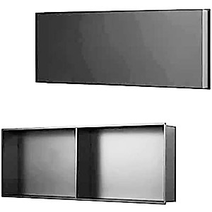 Sunrosa Gray Shower Niche Stainless Steel, Ready for Tile, Waterproof 11.8" x 23.6" Bathroom Recessed Niche with 1 Divider, Organizer Storage for Shampoo & Toiletry Storage