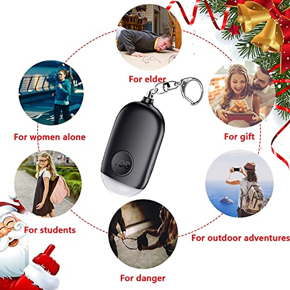 Safe Sound Personal Alarm - 130dB USB Rechargeable Keychain Alarm Self Defense Security Alarm with Mini Emergency LED Light for Women Kids Elderly