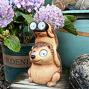 Juliahestia Garden Statues Hedgehog Yard Decor Solar Animal Outdoor Lawn Outside Decorations Patio Ornaments Porch Waterproof Funny Sculptures Cute Figurines Gifts